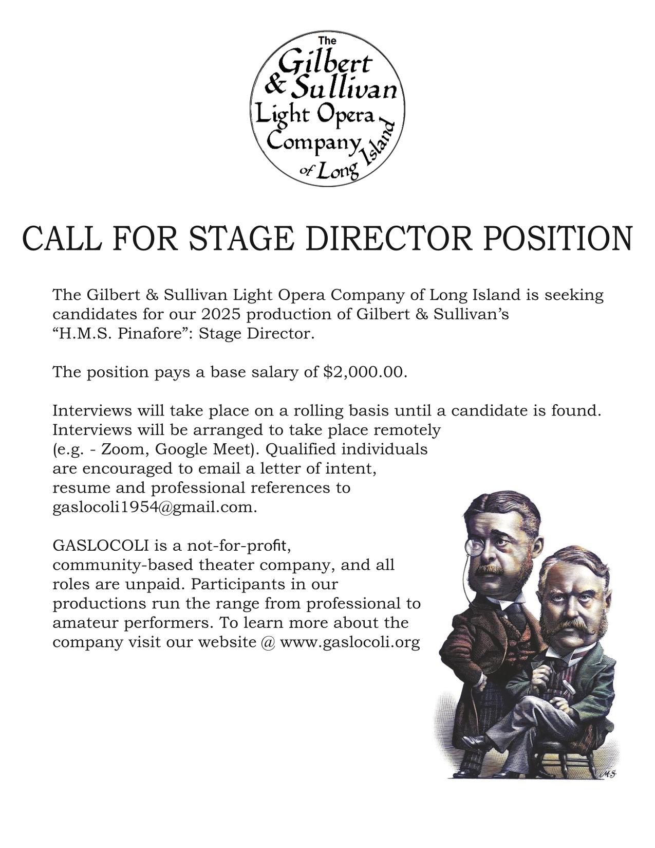 Jobs – Gilbert and Sullivan Light Opera Company of Long Island